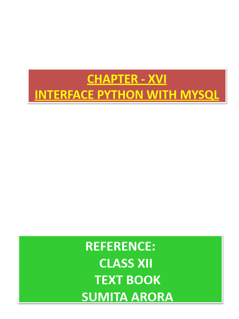 Chapter 6 Interface Python With MYSQL | Download Free PDF | My Sql | Databases