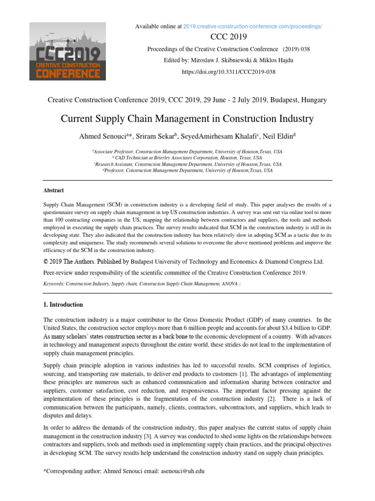 Current Supply Chain Management in Const | PDF | Supply Chain | Supply ...