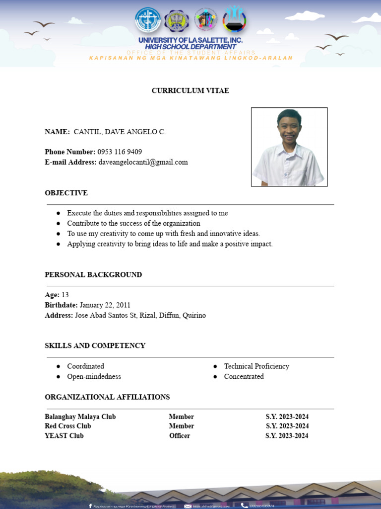 Dave Angelo Cantil - CV | PDF | Career & Growth