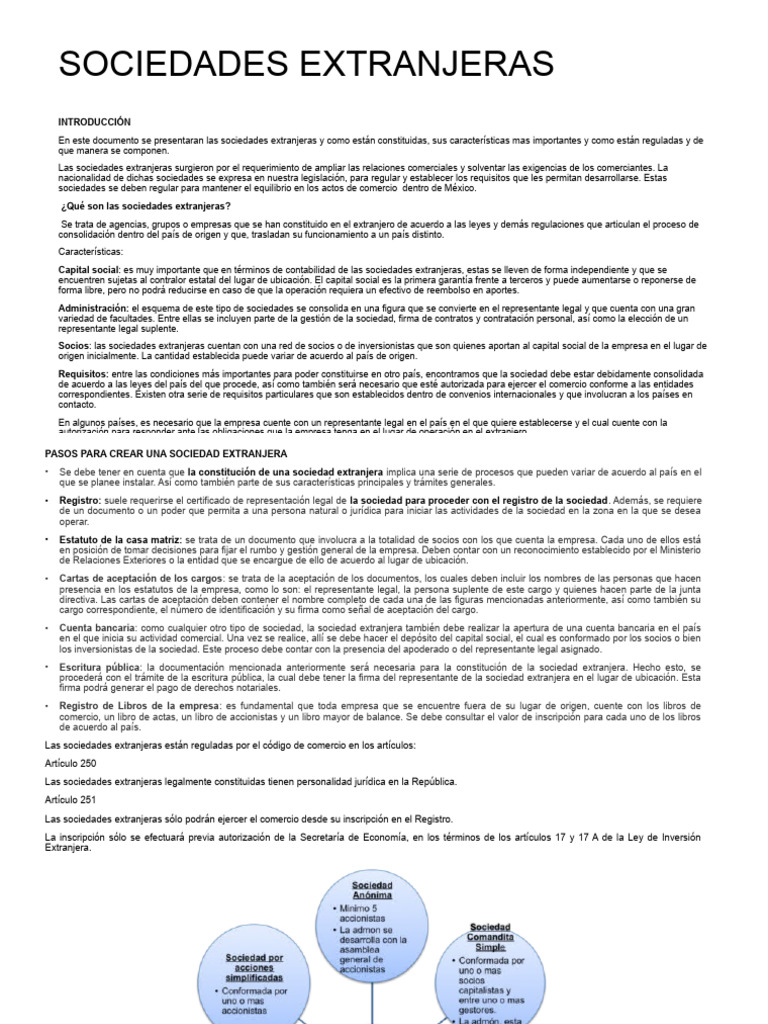 Regulación de Sociedades Extranjeras | PDF | Sociedad | Business