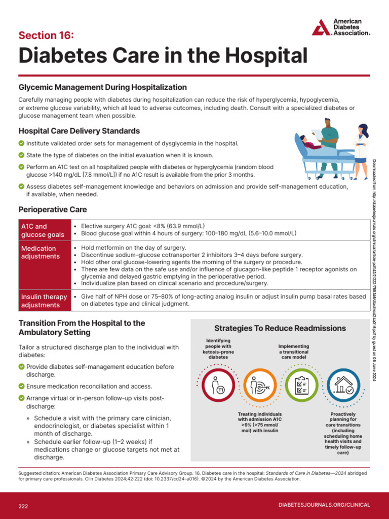Ada 2024 Hospital | PDF | Diabetes | Glycated Hemoglobin