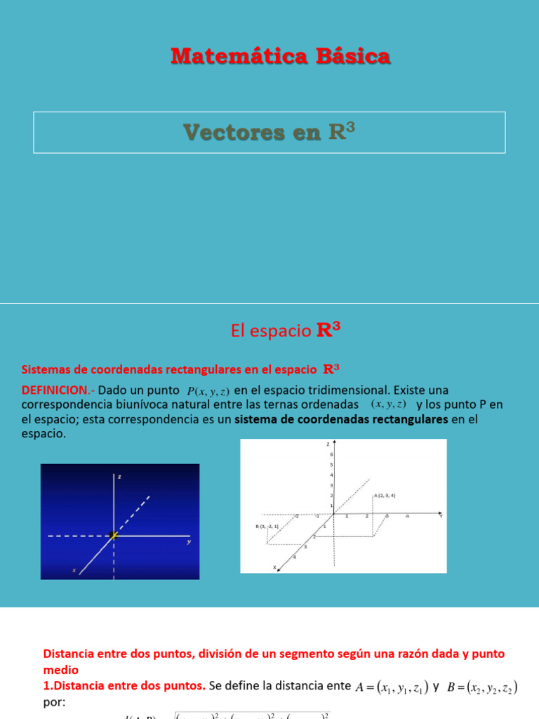 El Espacio R3 - Vectores | PDF | Vector Euclidiano | Física Matemática