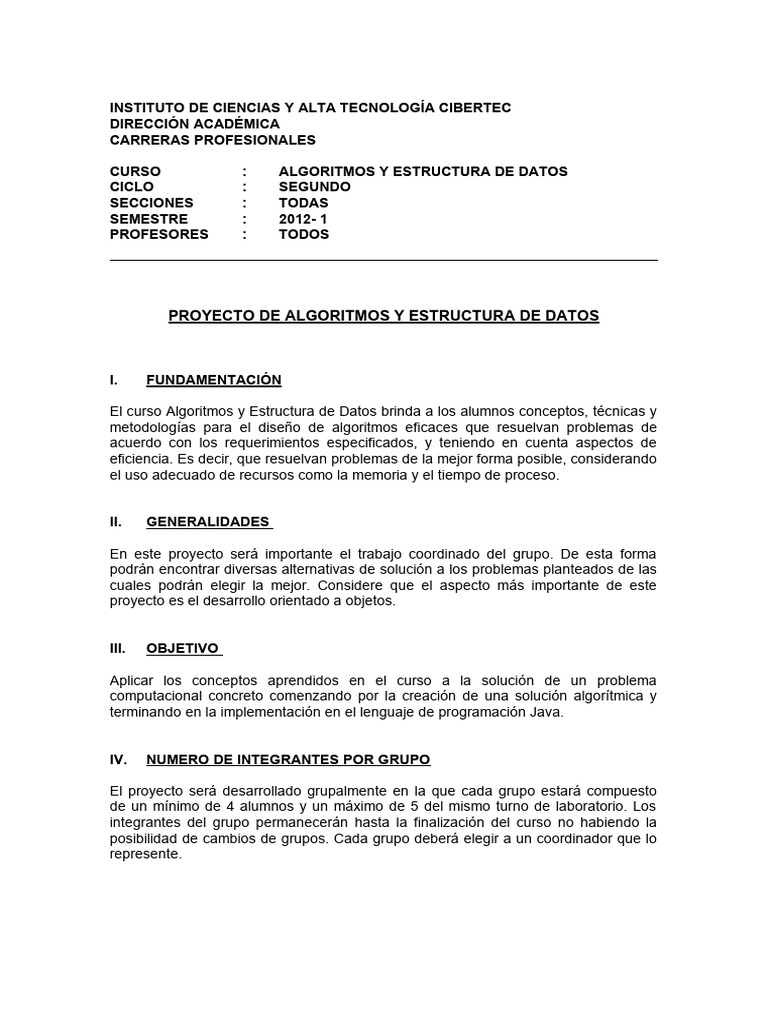 Proyecto de Algoritmos Y Estructura de Datos | Descargar gratis PDF | Algoritmos | Archivo de ...