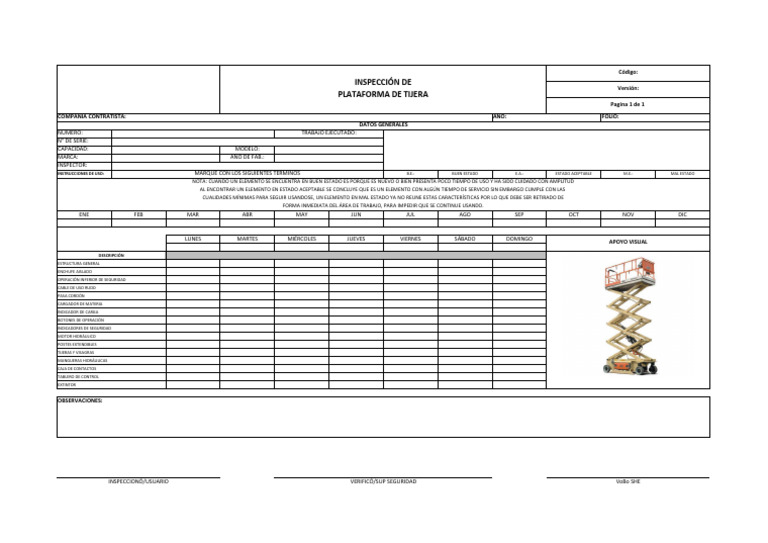 Check List-Plataforma de Tijera | PDF | Informática