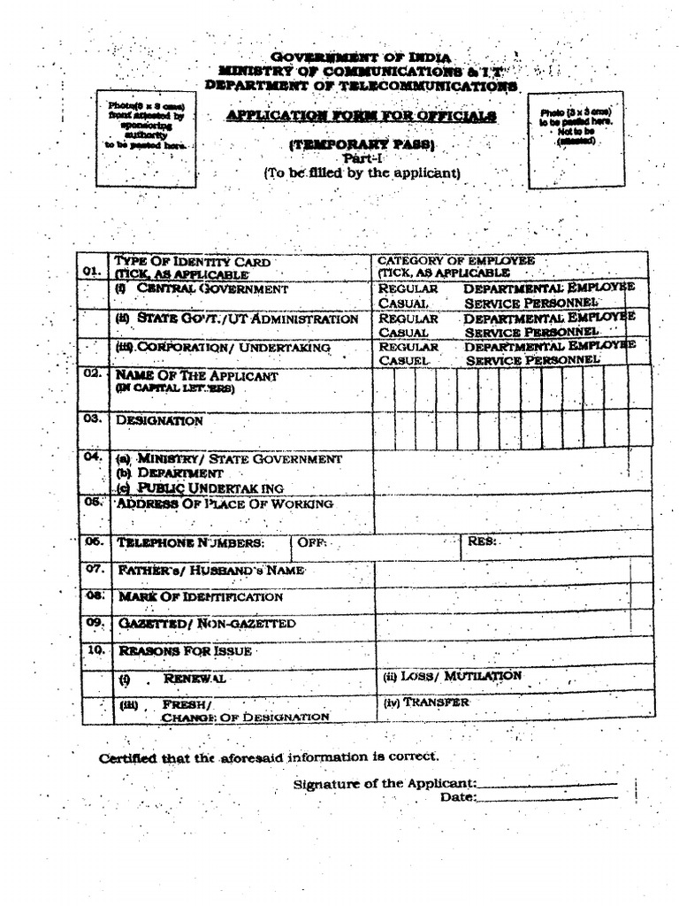 Temporary Identity Card Application | PDF