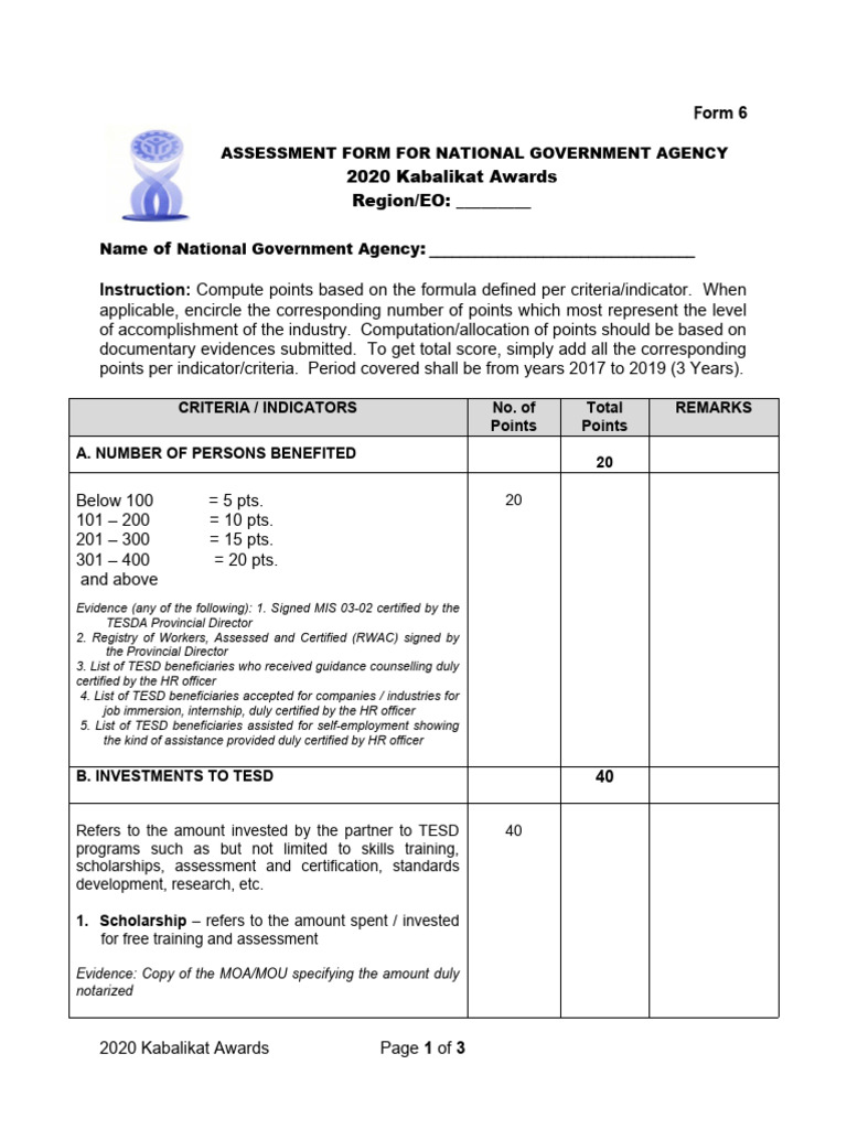 2020 Form 6 Nga Category | PDF
