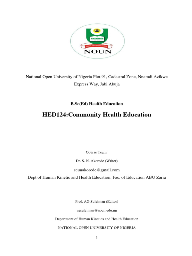 Community Health Education Course Guide | PDF | Health Education ...