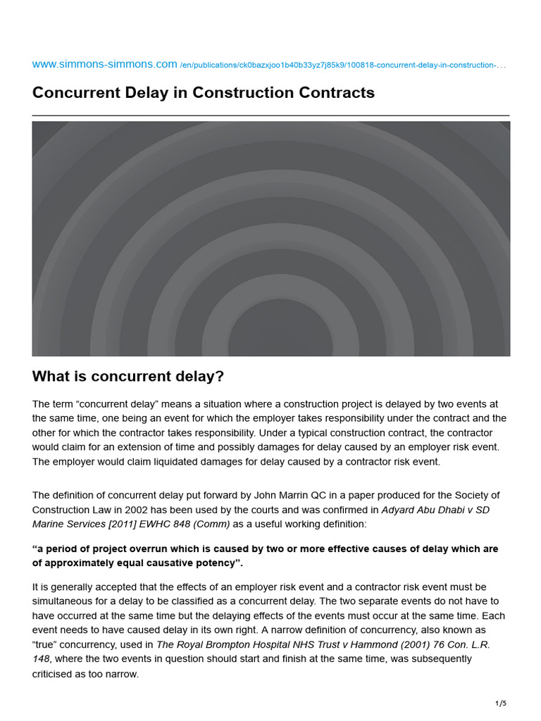 Concurrent Delay in Construction Contracts | Download Free PDF | Liquidated Damages | Damages