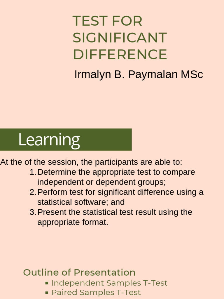 Statistical Tests for Group Differences | PDF | Student's T Test ...