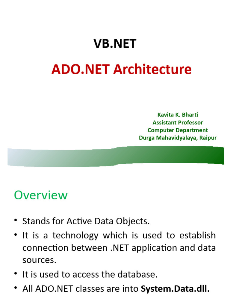 Architecture in | PDF | Databases | Active X Data Objects