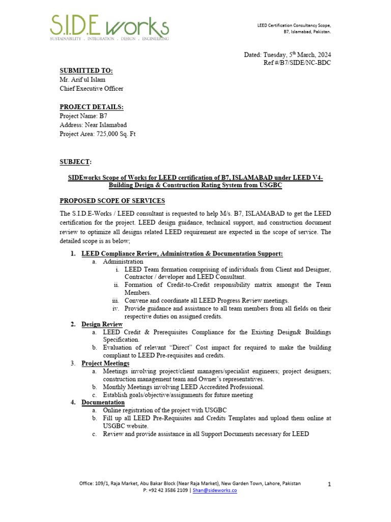 Technical Scope - B7 - AAA | PDF | Green Building | Building Technology