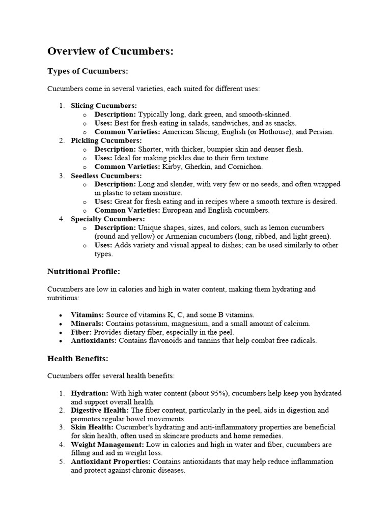 Cucumber Pdf Pickling Cucumber