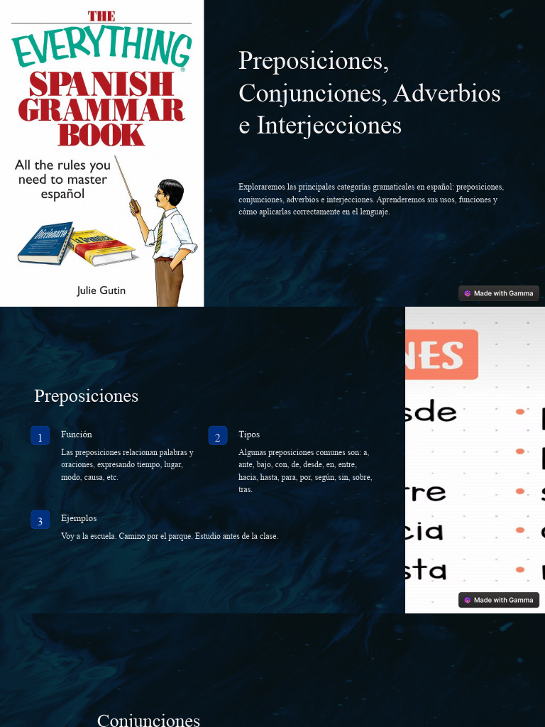 Preposiciones Conjunciones Adverbios e Interjecciones | PDF | Adverbio | Tipología Lingüística