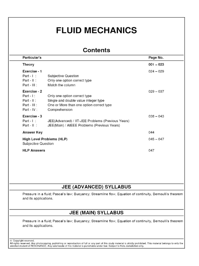 27 MB - Fluid Mechanics Sheet | PDF