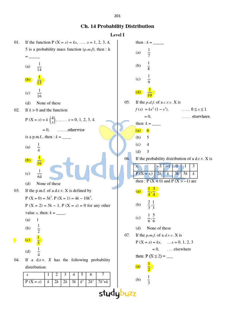 14-Probability Distribution - MCQ | PDF | Statistical Theory ...