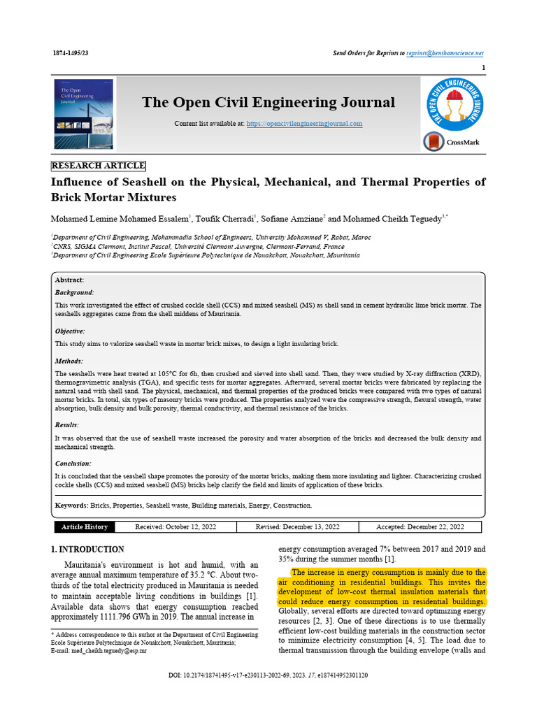 Influence of Seashell On The Physical Mechanical A | PDF | Mortar ...
