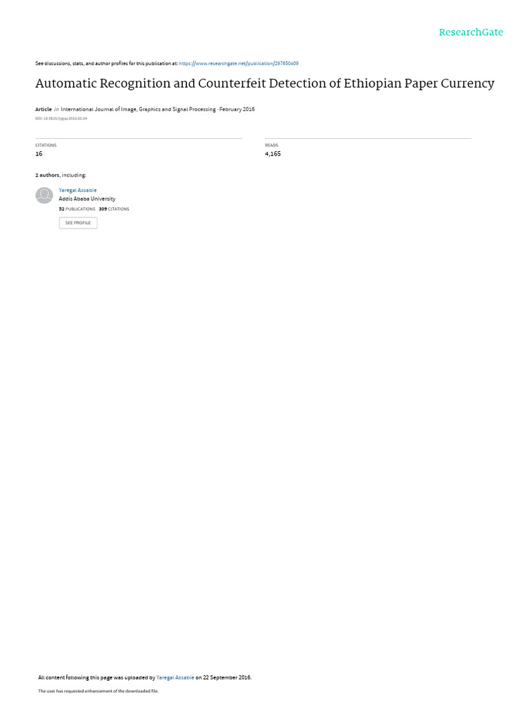 Automatic Recognition and Counterfeit Detection of | PDF | Image Processing