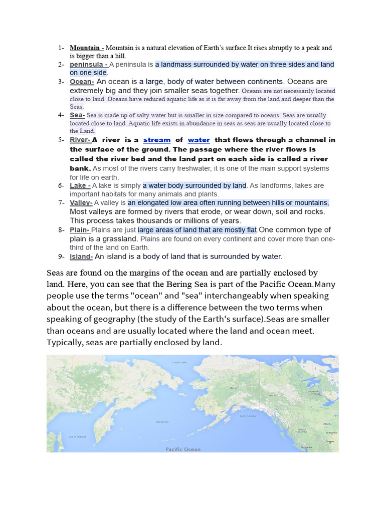 Land Form Defination | PDF | Social Science | Home & Garden