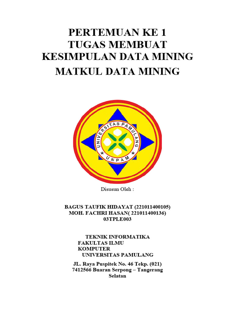 Kelompok 13 - Tugas Terstruktur Data Mining Pertemuan 1 | PDF