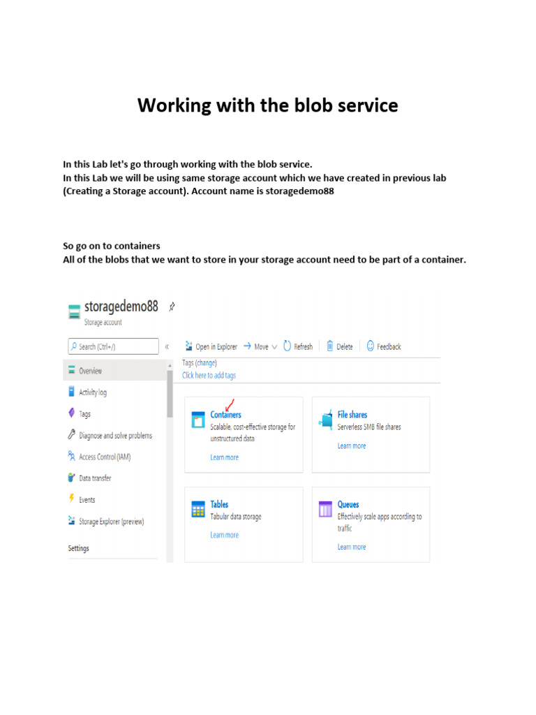 4.0 - Working With The Blob Service | PDF | Computers