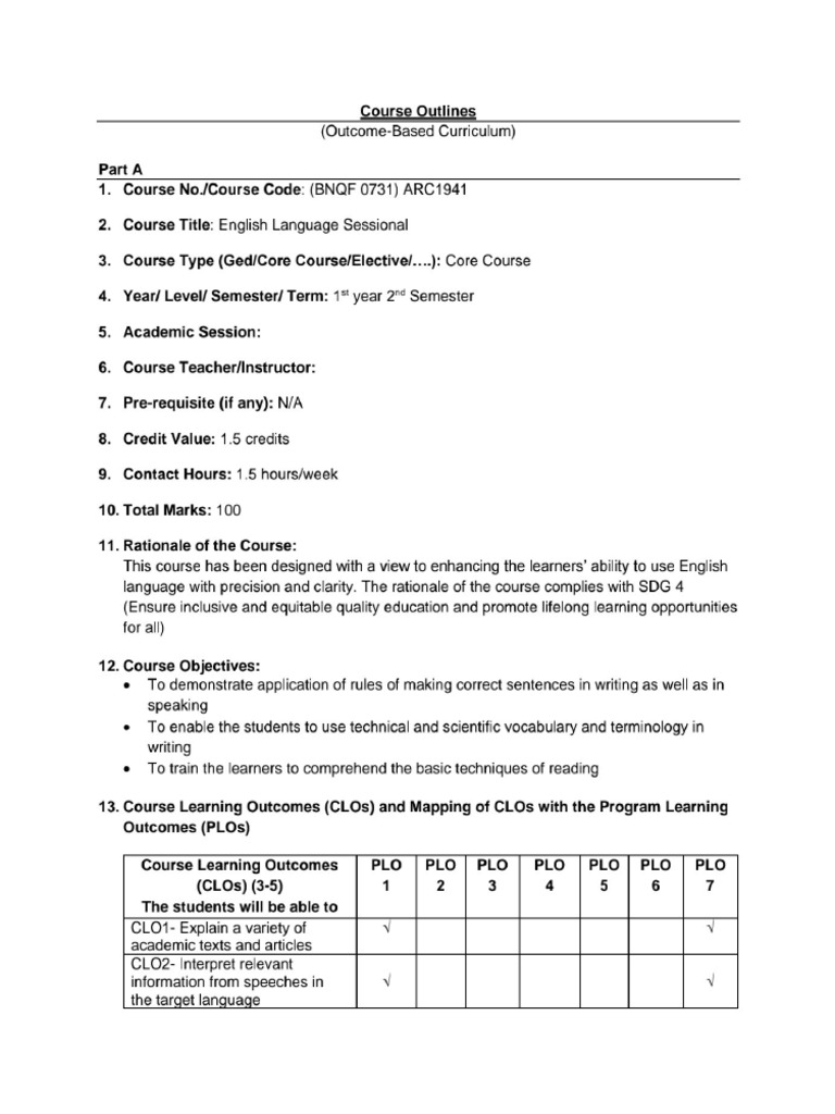 Course-Outlines_English | PDF