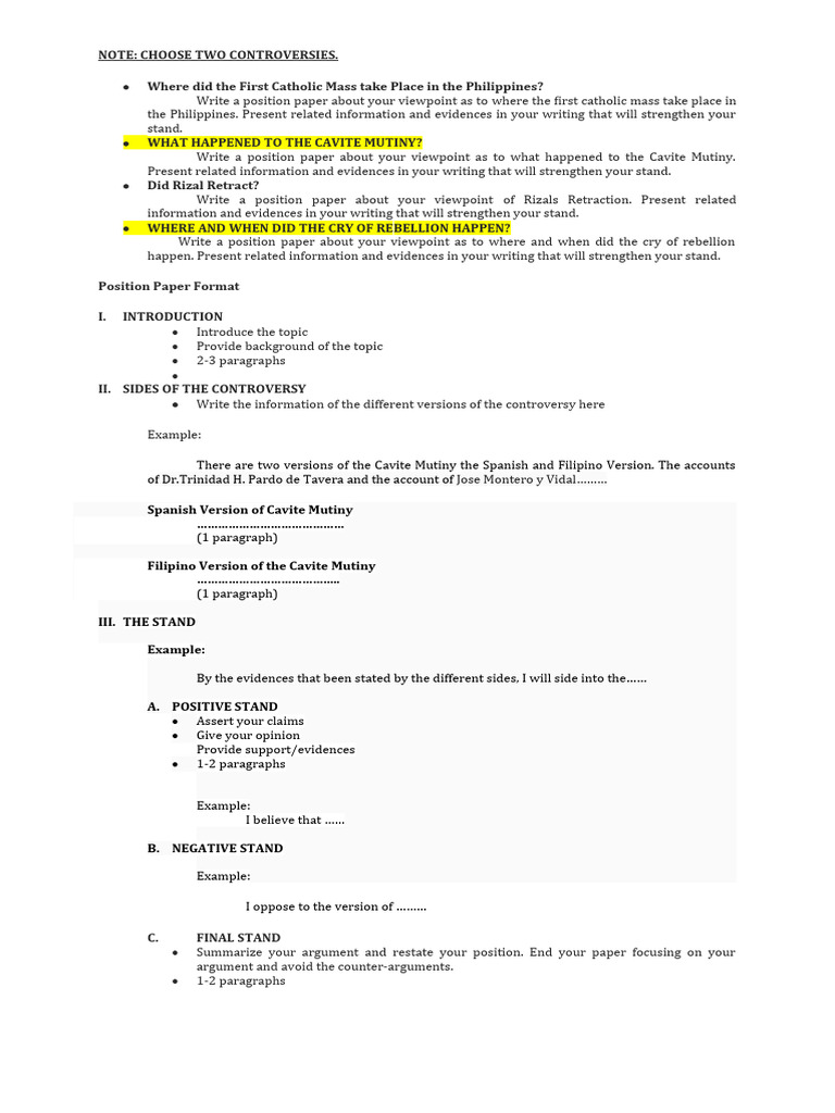 Final Position Paper Format | PDF