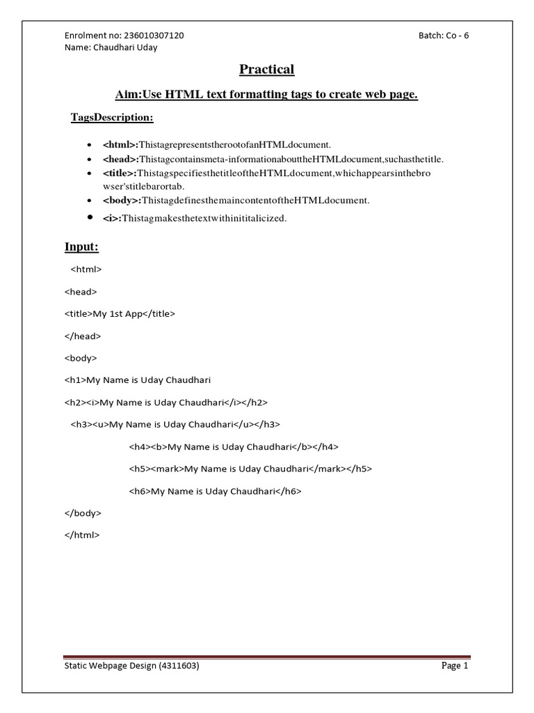 Uday SWD | PDF | Html Element | Hyperlink