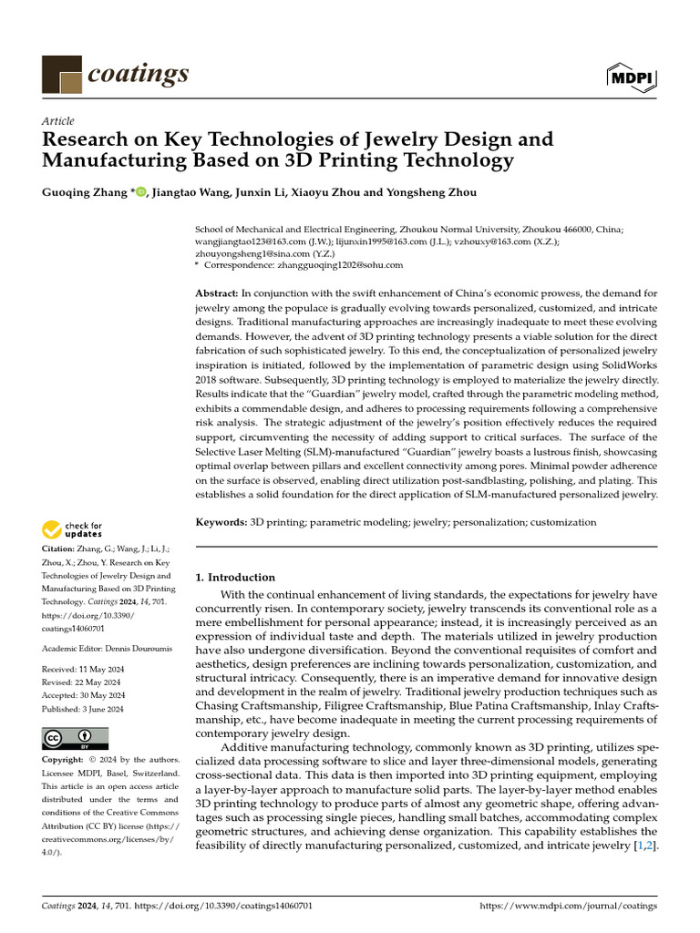 Research On Key Technologies of Jewelry Design and | PDF | 3 D Printing