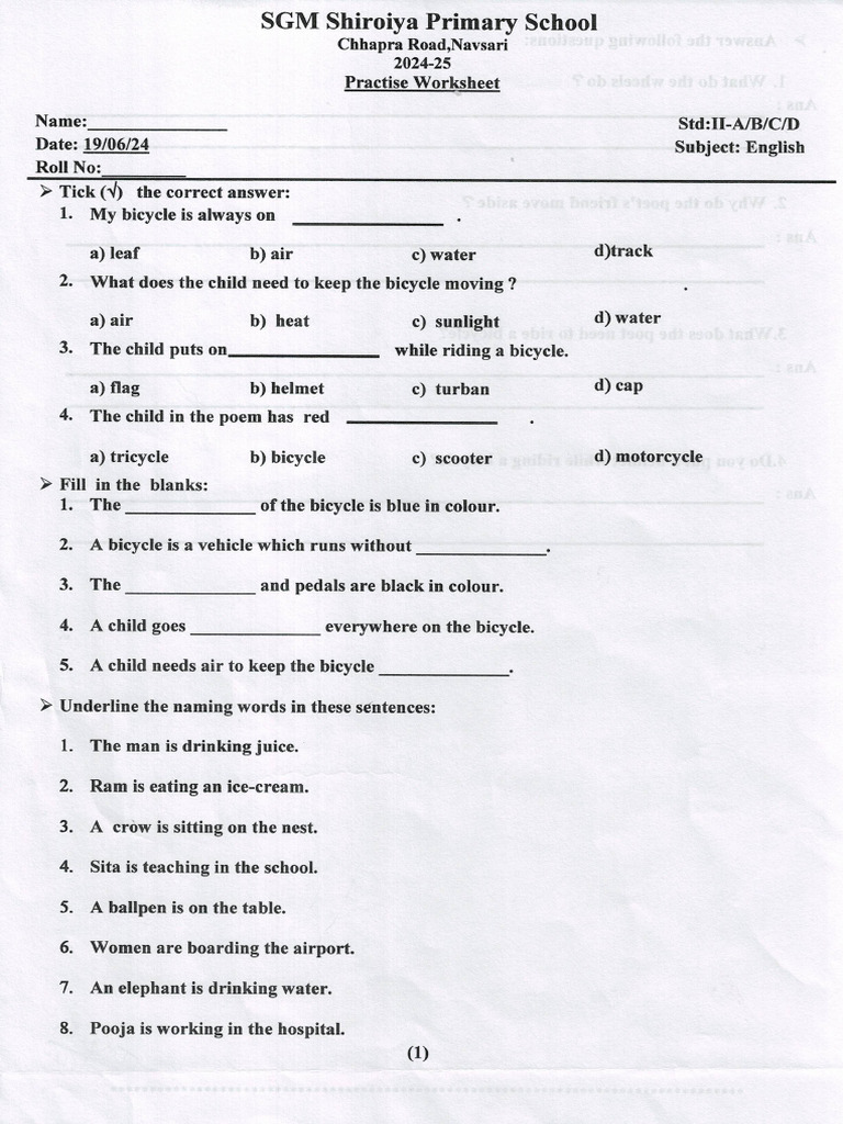 Std-II-English-Practise-Worksheet | PDF
