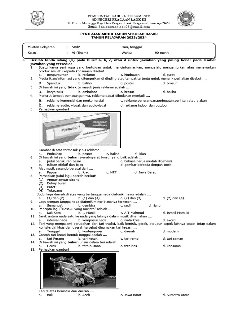 SOAL PAT SBDP KLS 6 SMT 2 | PDF
