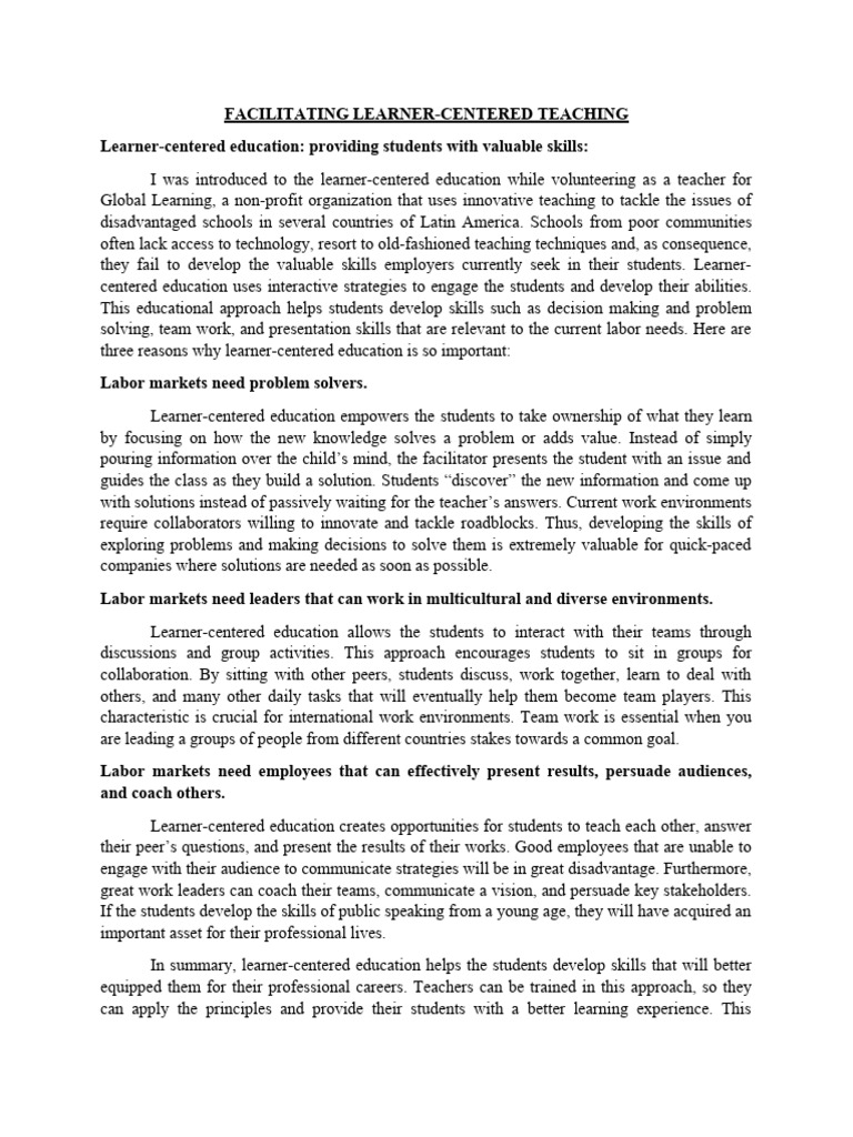 Facilitating Learner | PDF | Learning | Human Communication