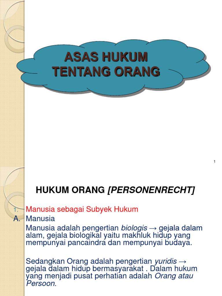 Asas Hukum Orang dan Subyek Hukum | PDF