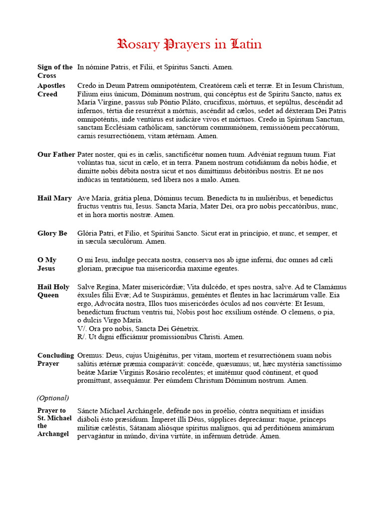Rosary Prayers - Latin | PDF