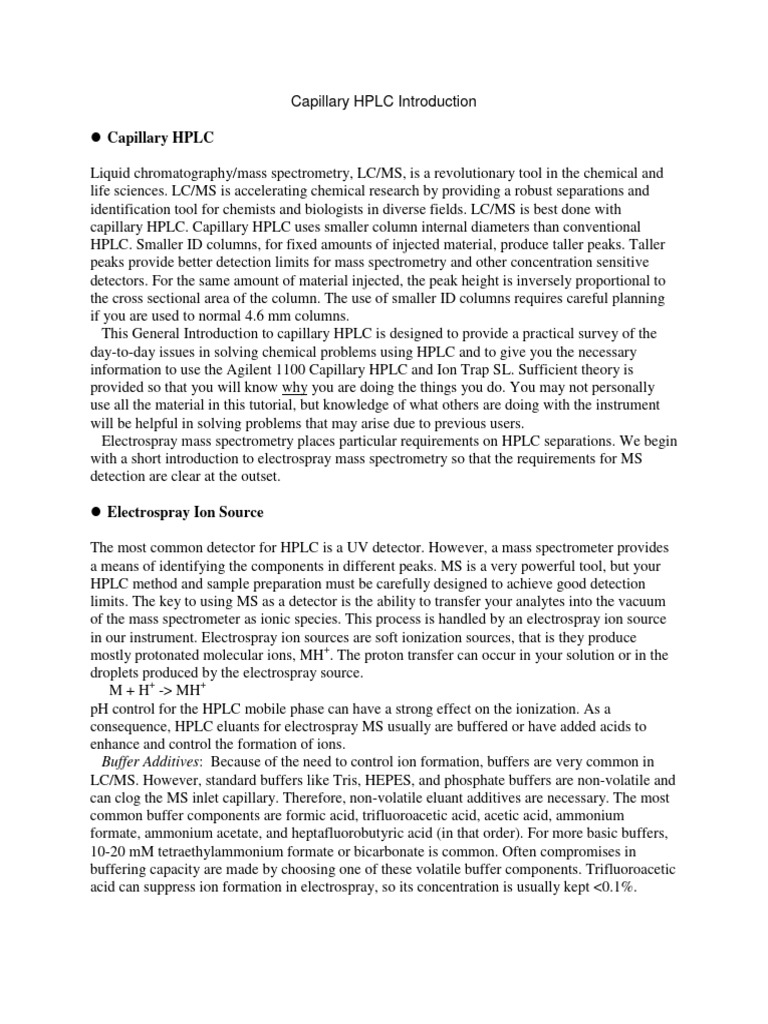 Capillary HPLC | PDF | High Performance Liquid Chromatography ...