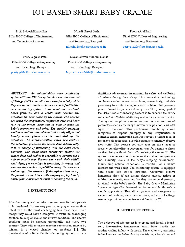 Iot Based Smart Baby Cradle | PDF | Sensor | Internet Of Things