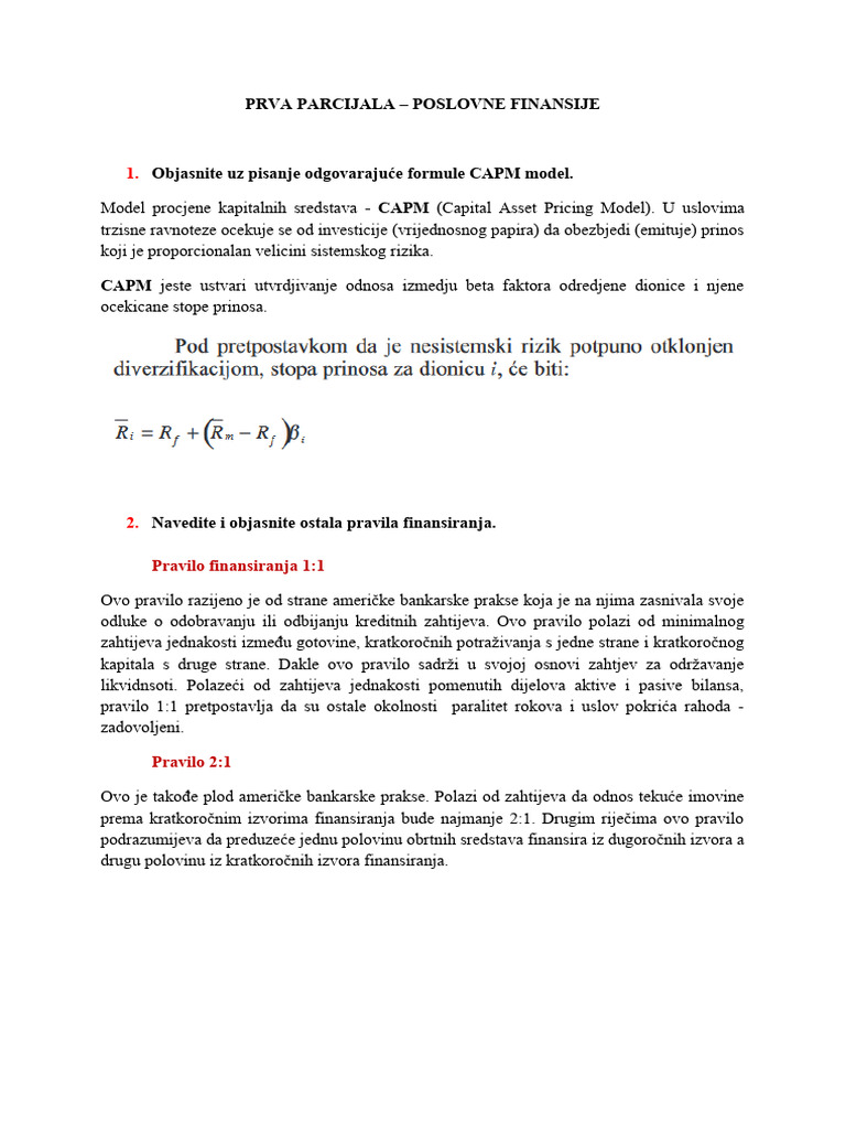 Prva Parcijala, Poslovne Finansije 2023 | PDF