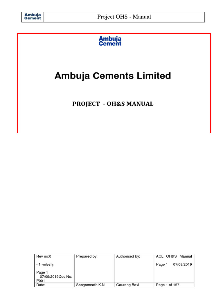 Project Safety Ambuja Cement OH &S | PDF | Occupational Safety And Health | General Contractor