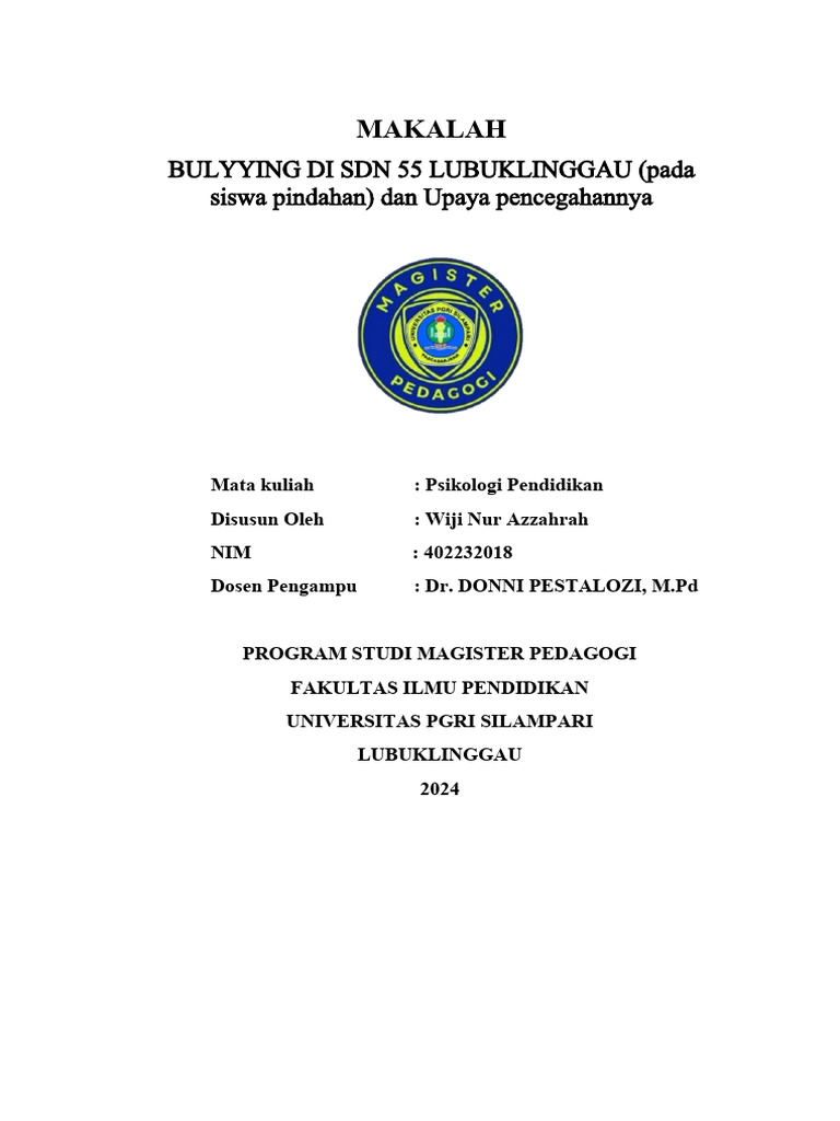 Makalah Kasus Bullying (Wiji Nur A) | PDF