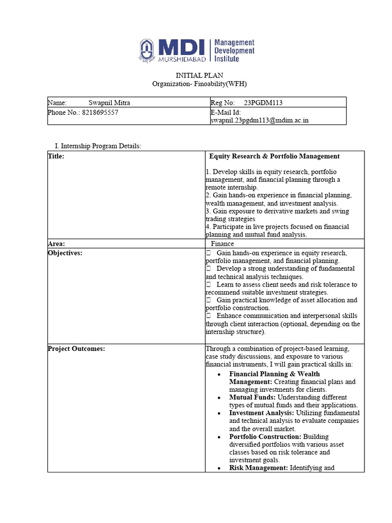SIP INITIAL PLAN | PDF | Investing | Risk