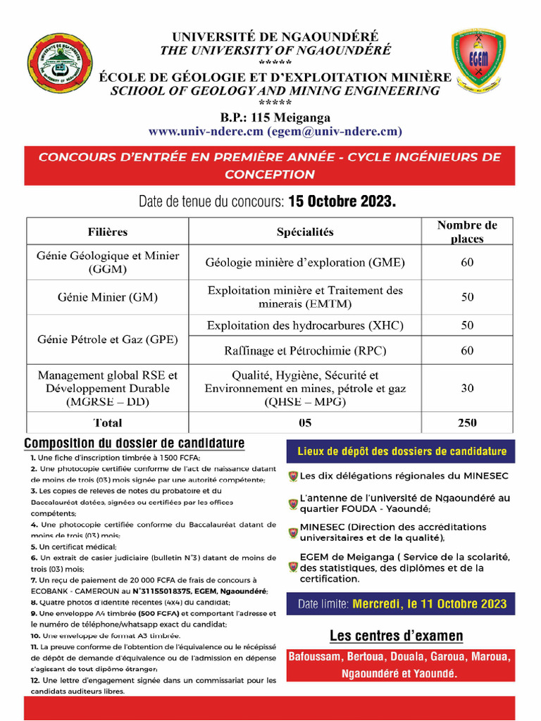 EGEM CONCOURS 2023-2024 INFOpdf | PDF