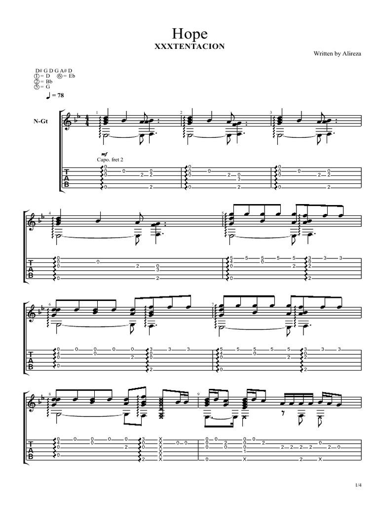 Xxxtentacion - Hope (Guitar Tab) | PDF | Celtic Musical Instruments ...