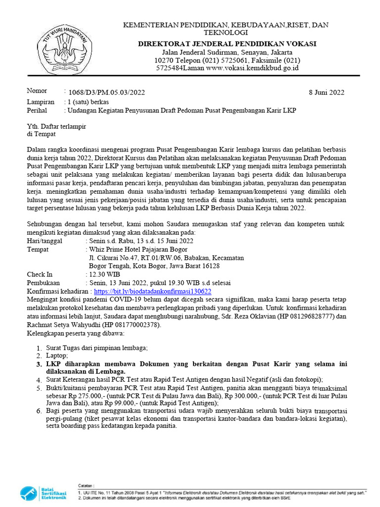 Undangan Peny Dokumen PPKLKP (1) - 230213 - 144124 | PDF | Bisnis