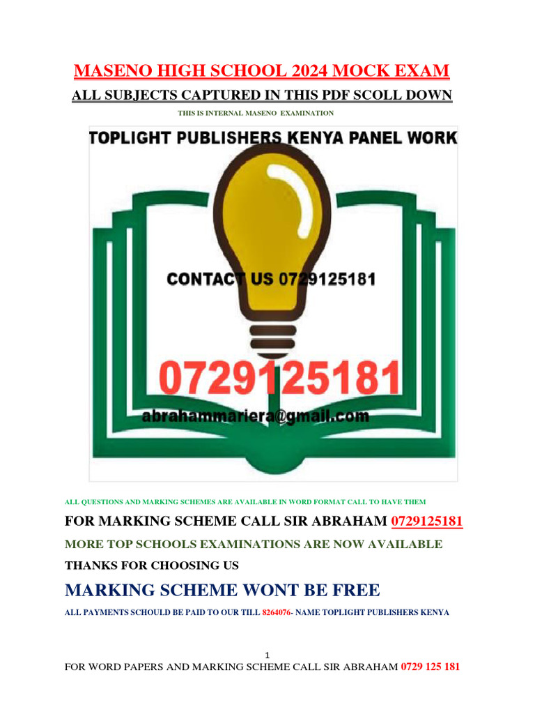 Maseno High School 2024 Mock Exam | PDF | Blood Type | Crop Rotation