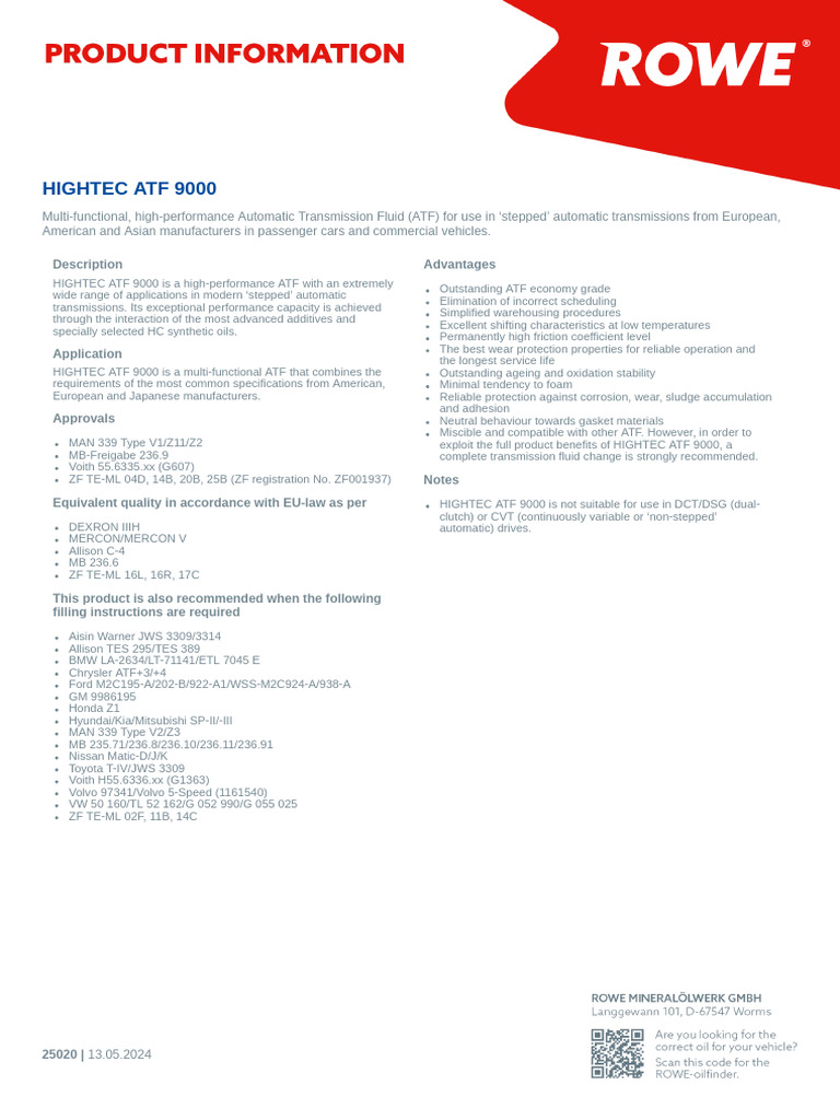 25020_rowe (1) | PDF | Automatic Transmission | Automotive Industry