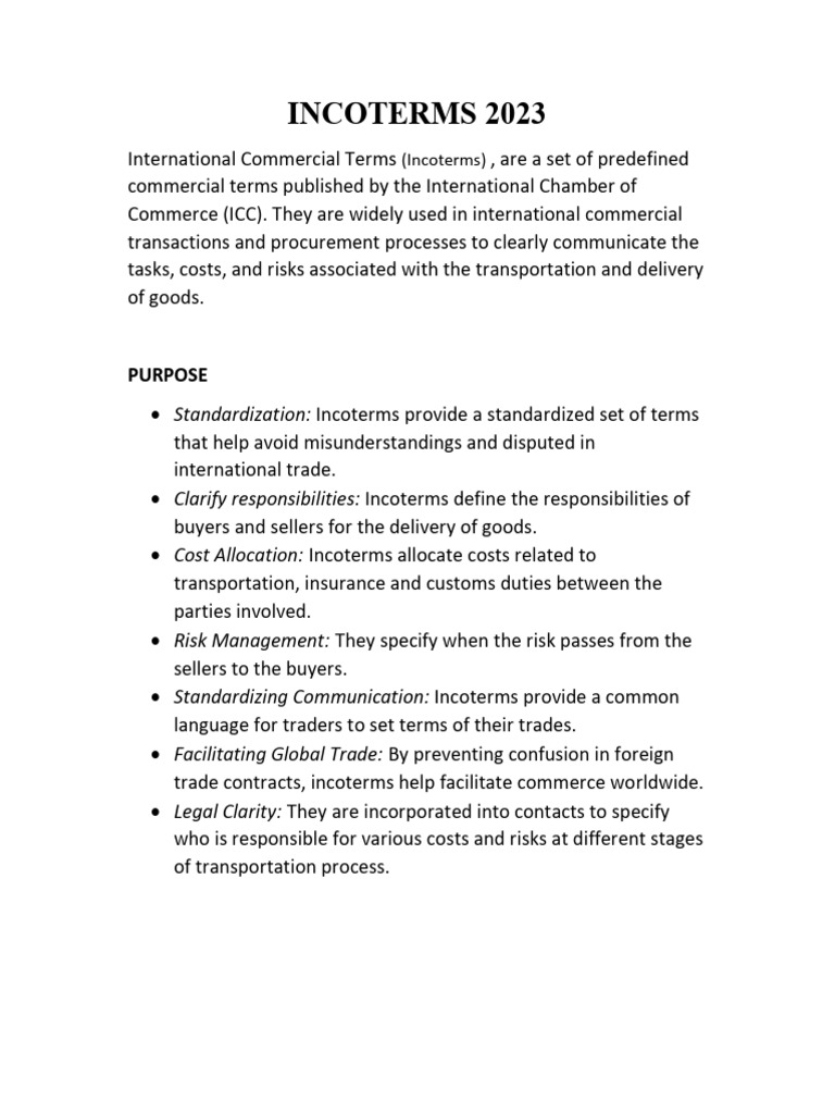 INCOTERMS 2023 | Download Free PDF | Trade | Business