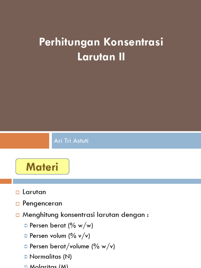 Perhitungan Konsentrasi Larutan II | PDF | Sains & Matematika