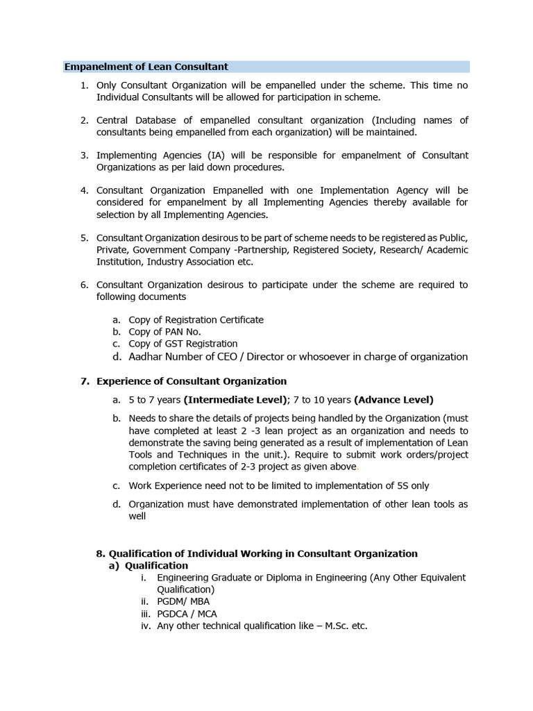 Consultant Empanelment Process | PDF | Consultant | Six Sigma