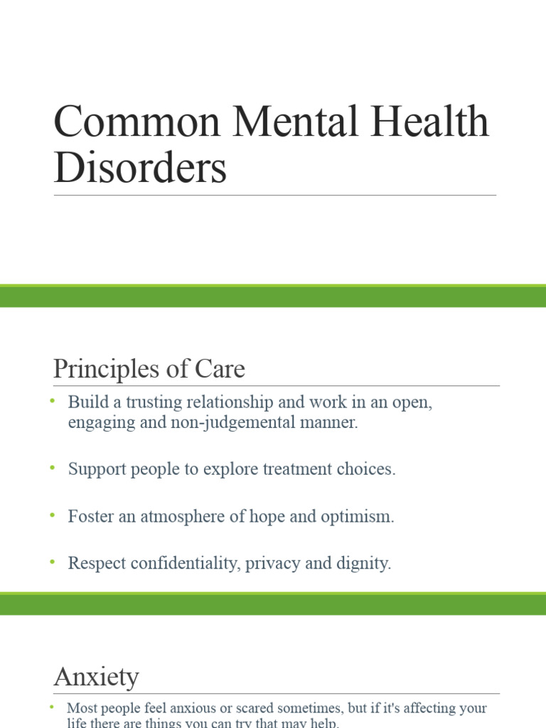 Common Mental Health Disorders | PDF | Major Depressive Disorder | Anxiety