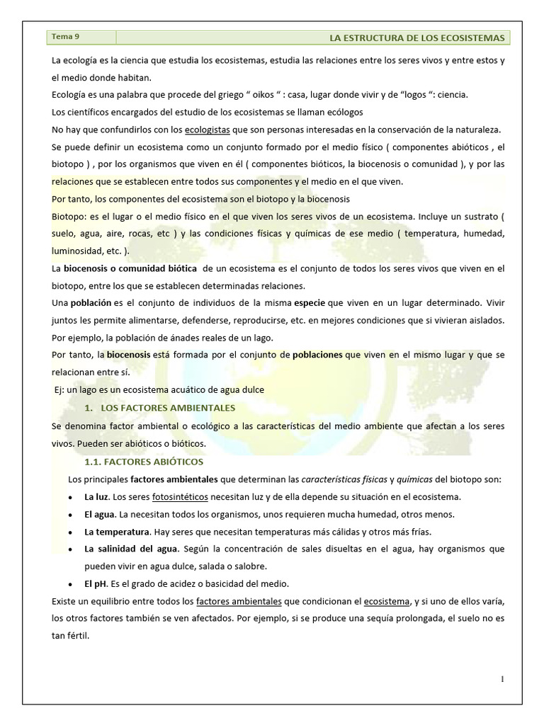 Estructura de Los Ecosistemas | PDF | Ecosistema | Entorno natural
