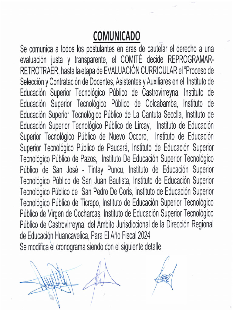 Comunicado 03 IESTP''S | PDF